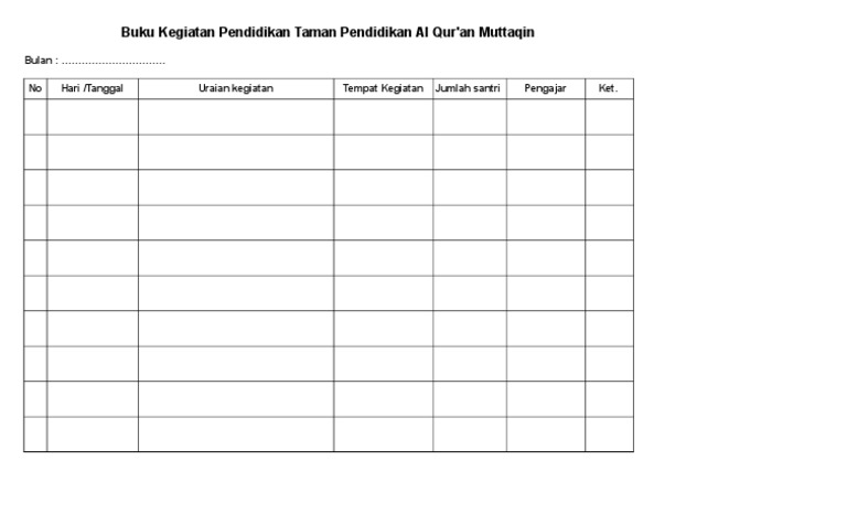 Buku Kegiatan TPQ | PDF