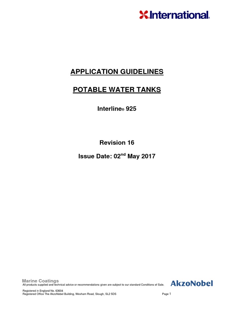 Interline 925 - Potable Water Tanks | PDF | Ventilation (Architecture ...