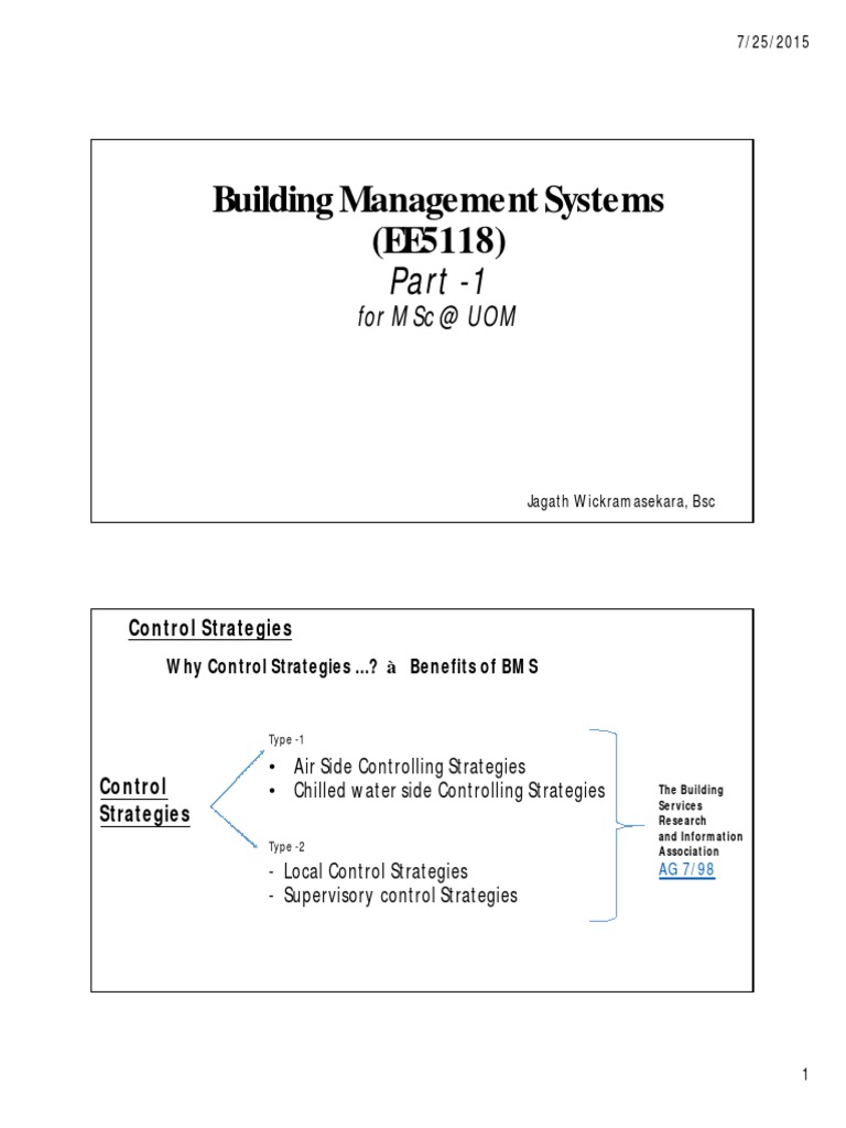 Building Management System-UOM - MSC - Part - 1 | PDF | Air ...
