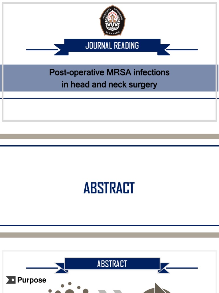 Journal Reading: Post-Operative MRSA Infections in Head and Neck ...