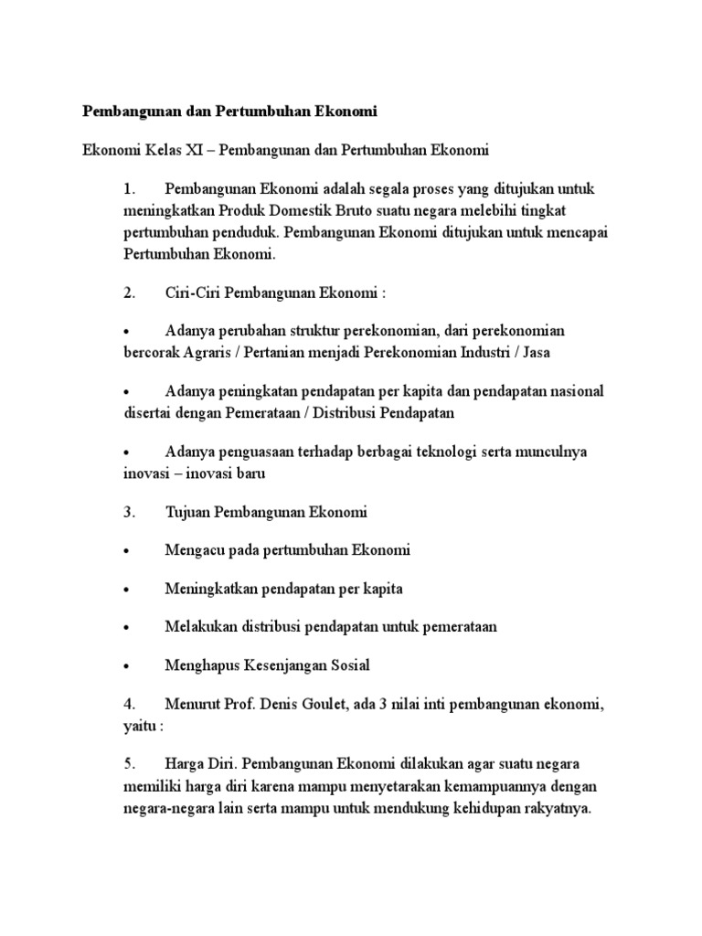 Pembangunan Dan Pertumbuhan Ekonomi | PDF