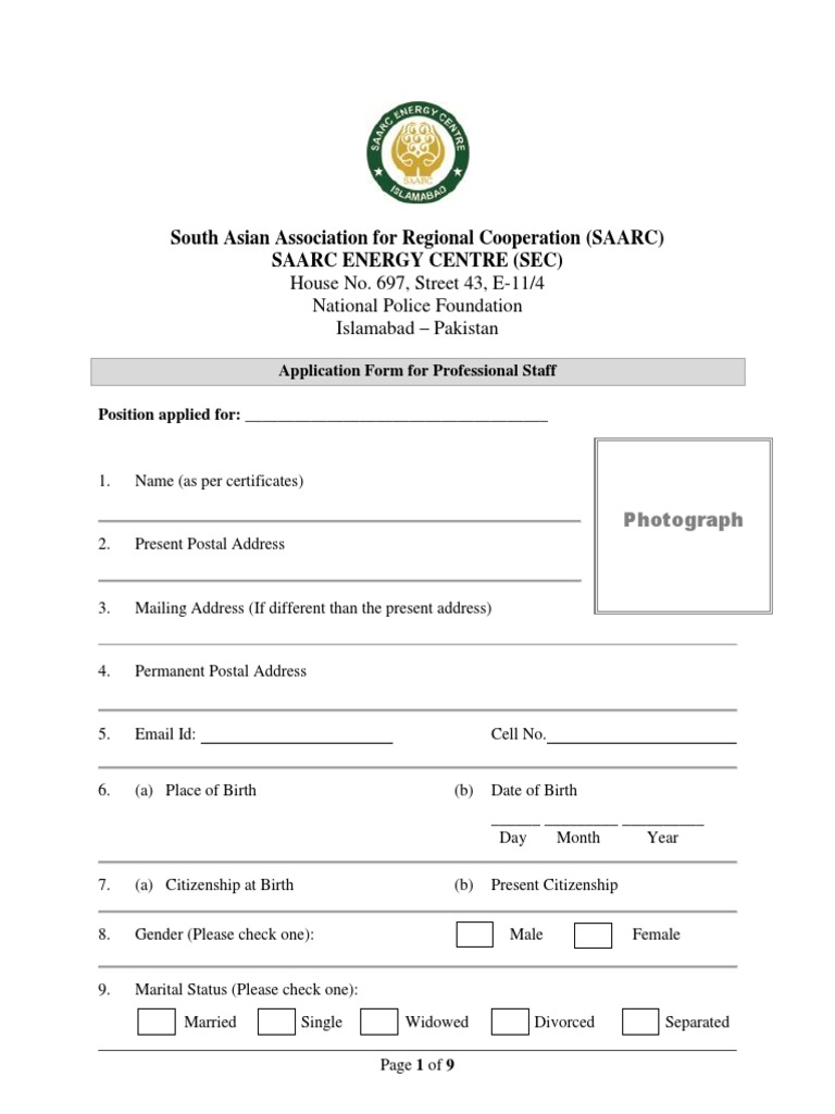 Application Form Professional | PDF | Academic Degree | Employment