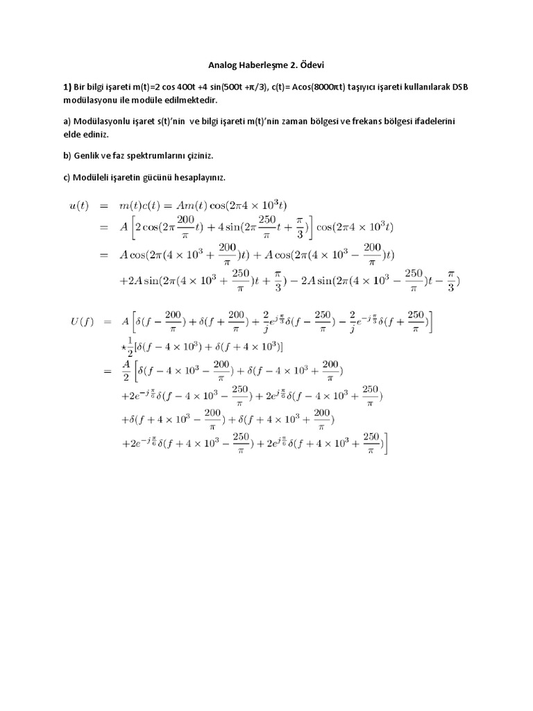 AnalogHaberlesme Odev2 Cozumu | PDF