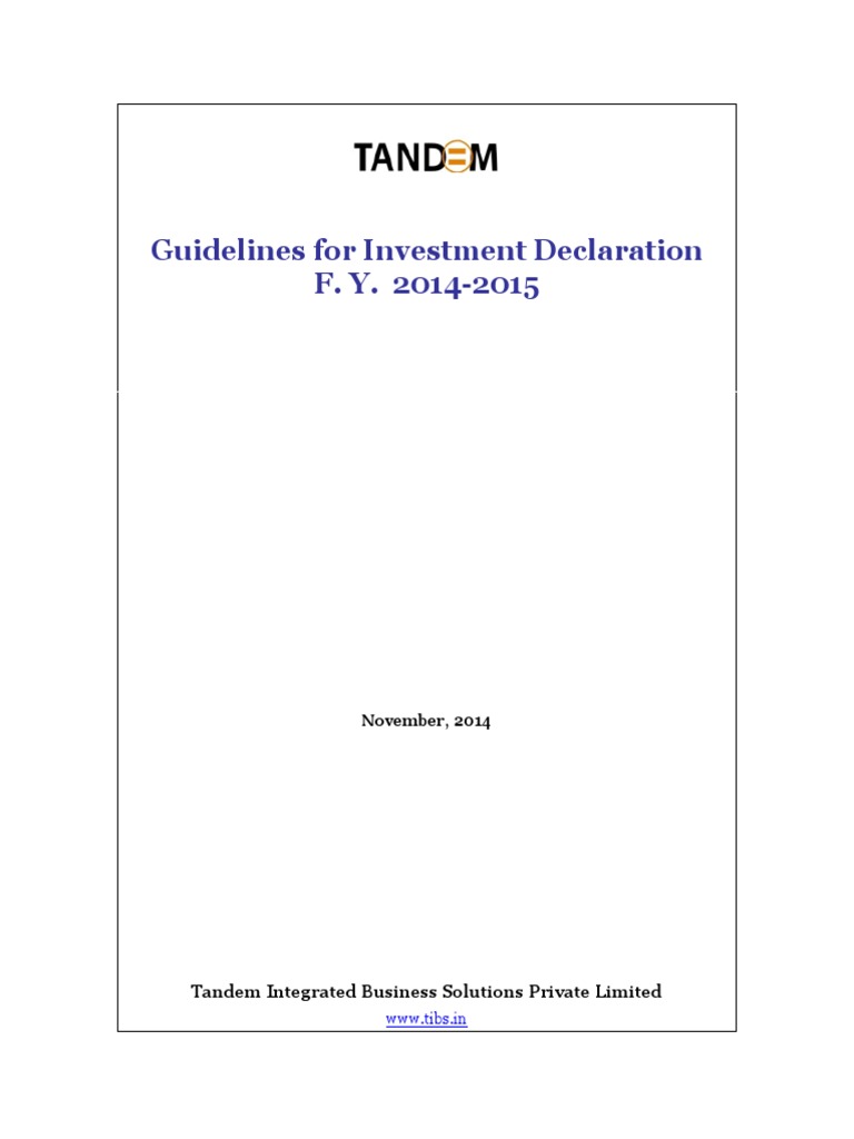 Investment Declaration Guidelines 2014-15 | PDF | Insurance | Payments