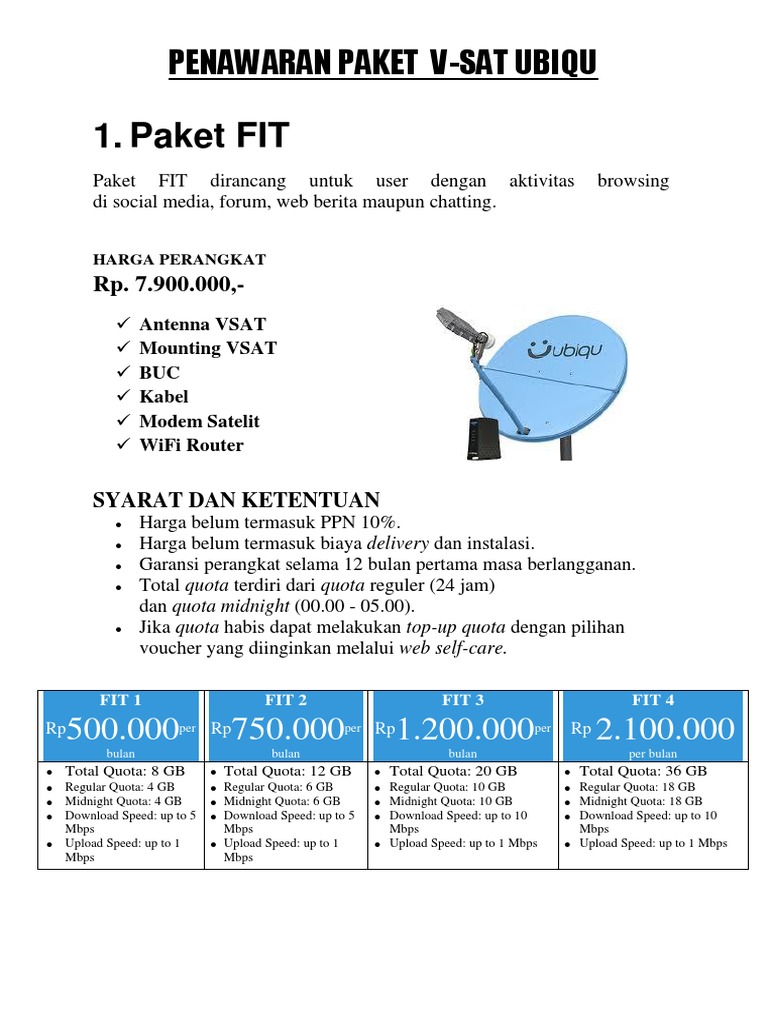 Paket Internet VSAT Ubiqu Terjangkau | PDF