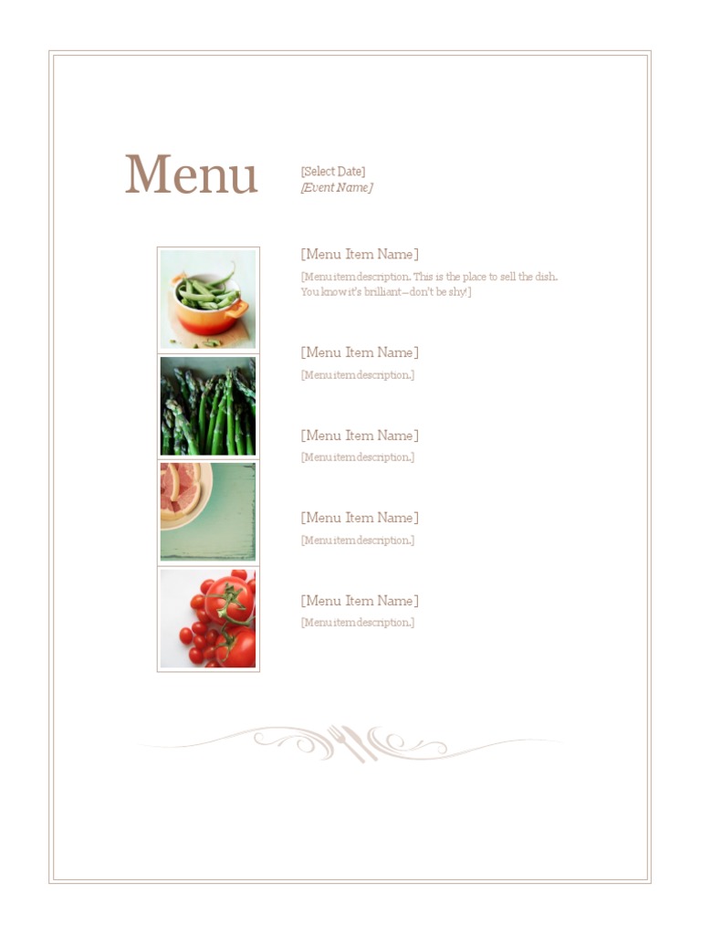 (Menu Item Name) : (Select Date) | PDF