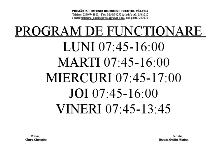 Program de Lucru | PDF