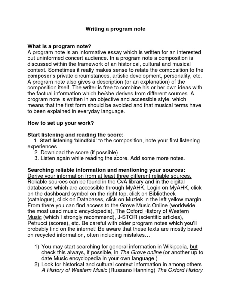 Writing A Program Note: A History of Western Music (Russano Hanning ...