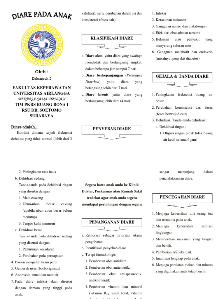 Leaflet Diare Pada Anak | PDF