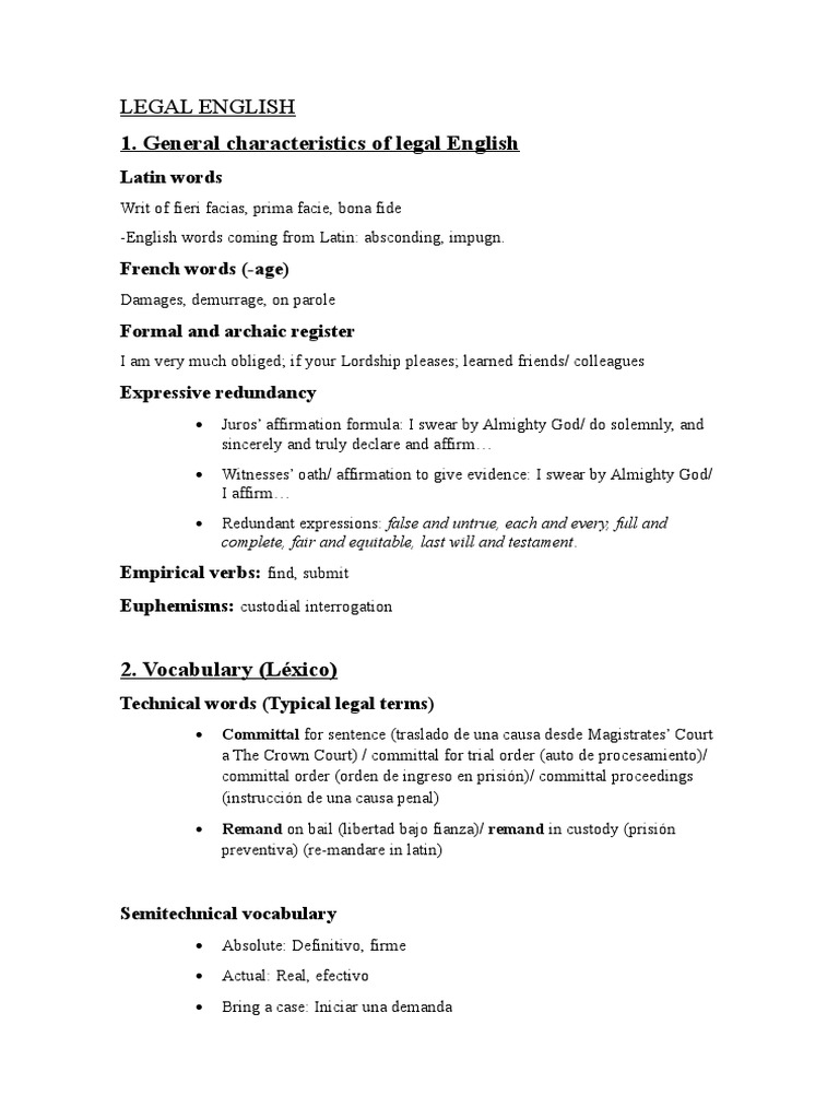 General Characteristics of Legal English | PDF | Public Law | Common Law
