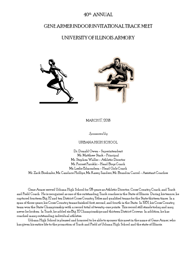2018 Gene Armer Track Invitational Meet Program | PDF