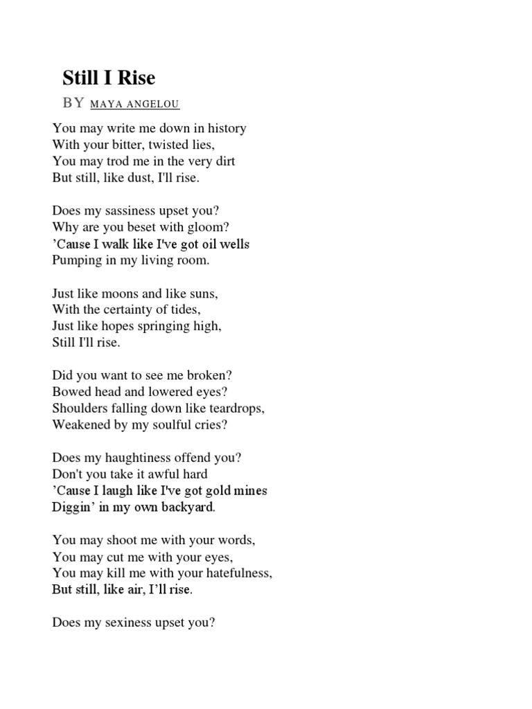 Still I Rise: Maya Angelou | PDF
