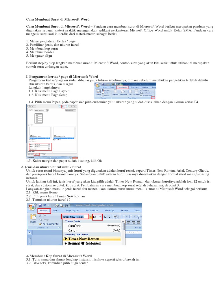 Cara Membuat Surat Di Microsoft Word | PDF