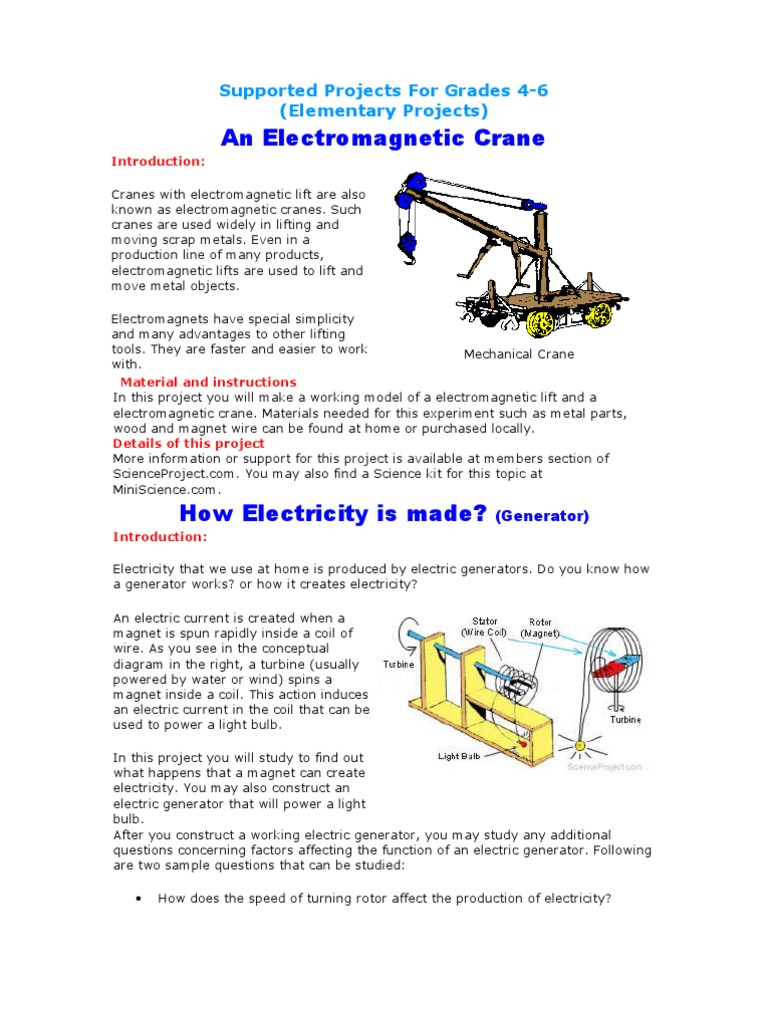 An Electromagnetic Crane: Supported Projects For Grades 4-6 (Elementary ...
