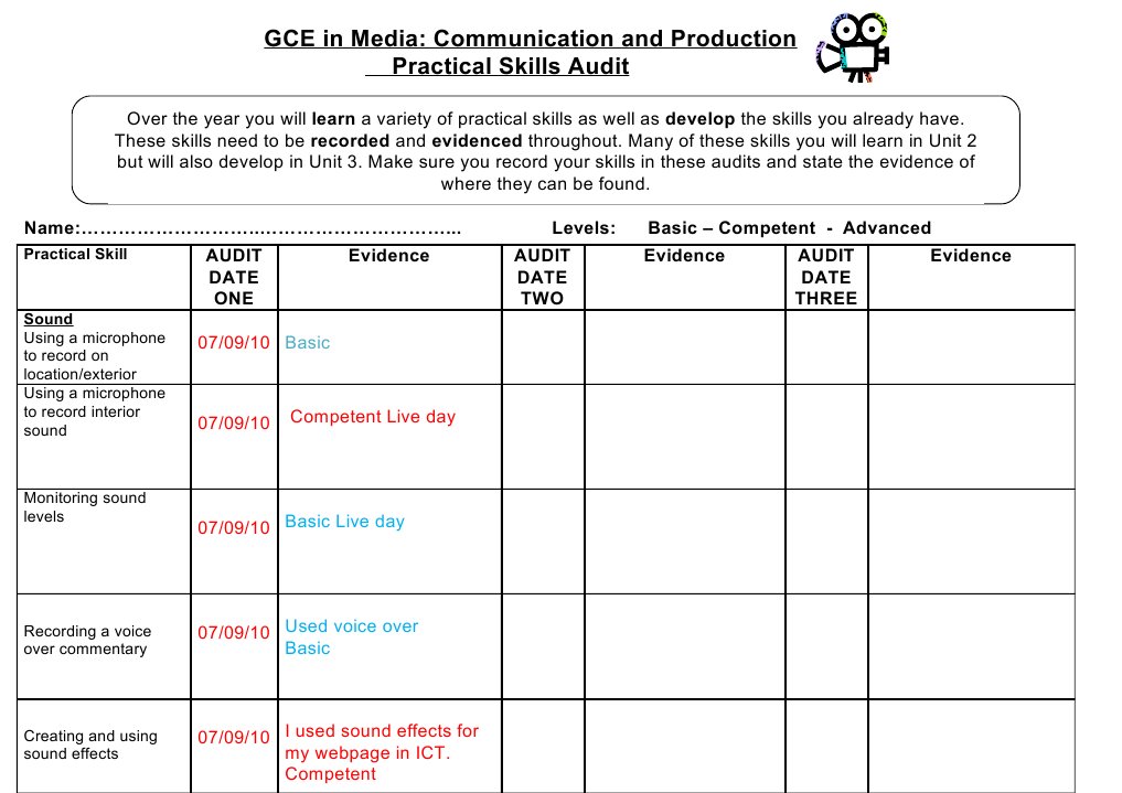 Media Skills Audit for GCE Students | PDF