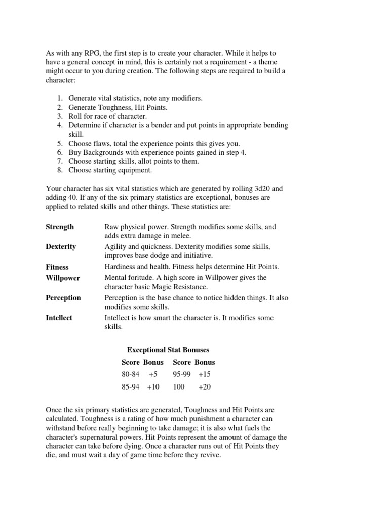 Avatar RPG Rules | PDF | Leisure