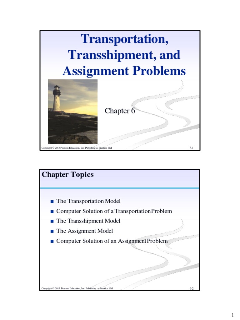 Transportation, Transshipment, and Assignment Problems: Chapter Topics | PDF | Microsoft Excel ...