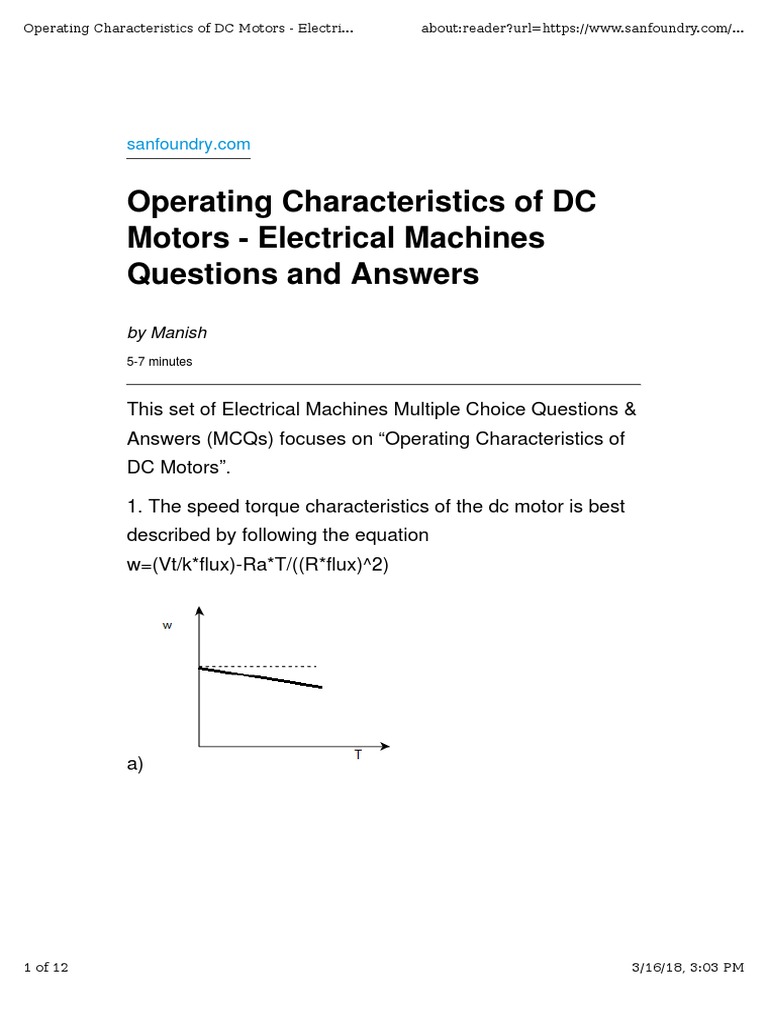 Questions On DC Motors | PDF | Electric Motor | Electrodynamics
