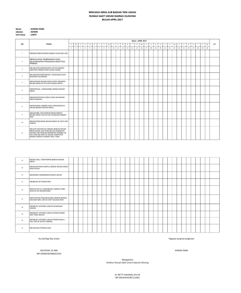 Format Target Kerja 1 Bulan Kedepan | PDF