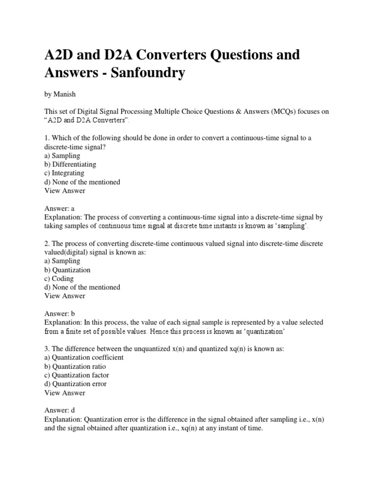 Questions On DSP - Basic Signaling | PDF | Sampling (Signal Processing ...