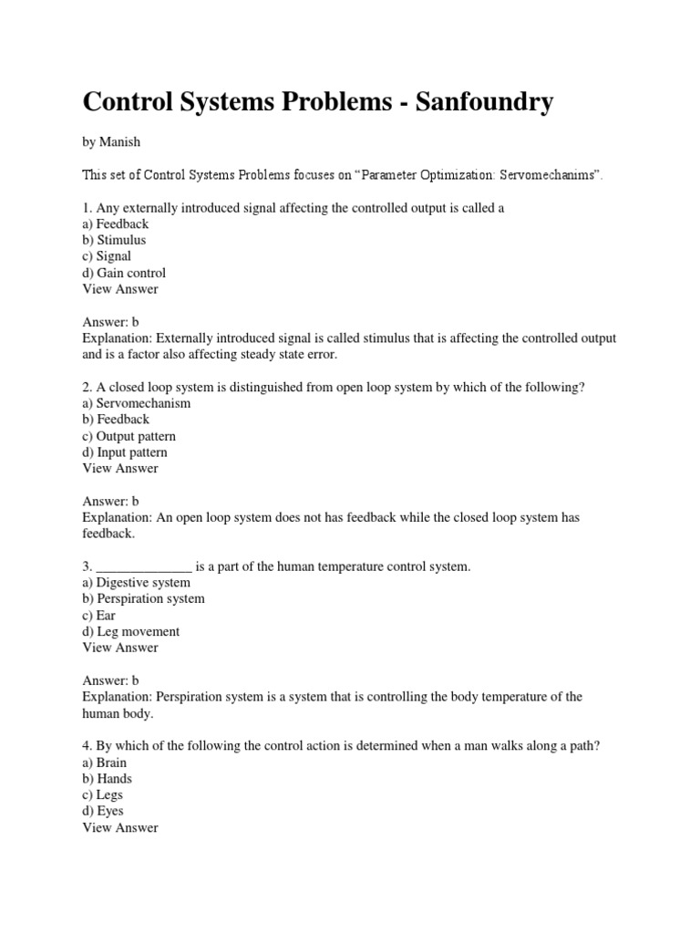 Questions & Answers On Optimal Control Systems | PDF | Control Theory | Optimal Control