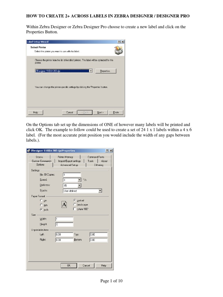 ZD How To Create Multiple Across Labels in Zebradesigner | PDF | Areas ...