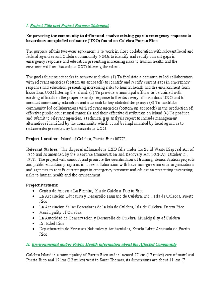 UXO Management Culebra Draft Plan PDF | PDF | Resource Conservation And ...
