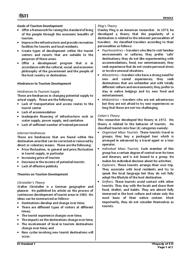 Goals of Tourism Development: Plog's Theory | PDF | Tourism | Tourism ...