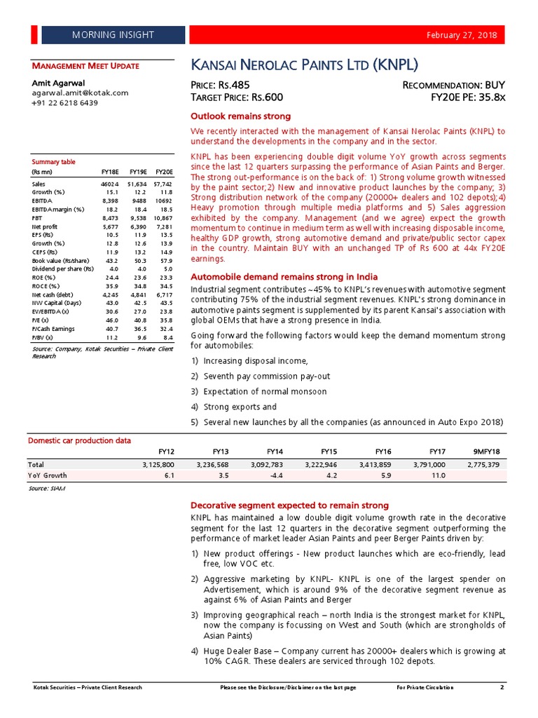 K N P L (KNPL) : Ansai Erolac Aints TD | PDF | Financial Analyst ...