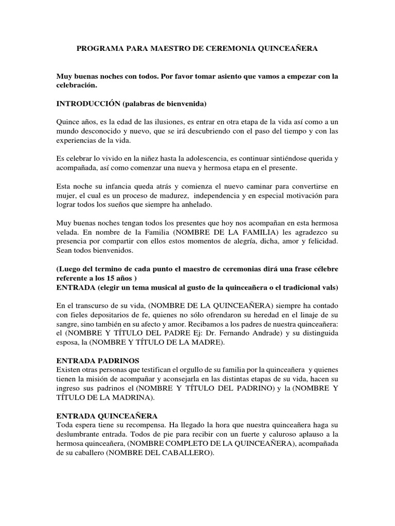 Programa de Ceremonia Quinceañera | PDF | Ocio