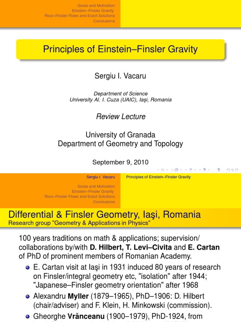 Einstein-Finsler Gravity Principles Explained | PDF | General ...
