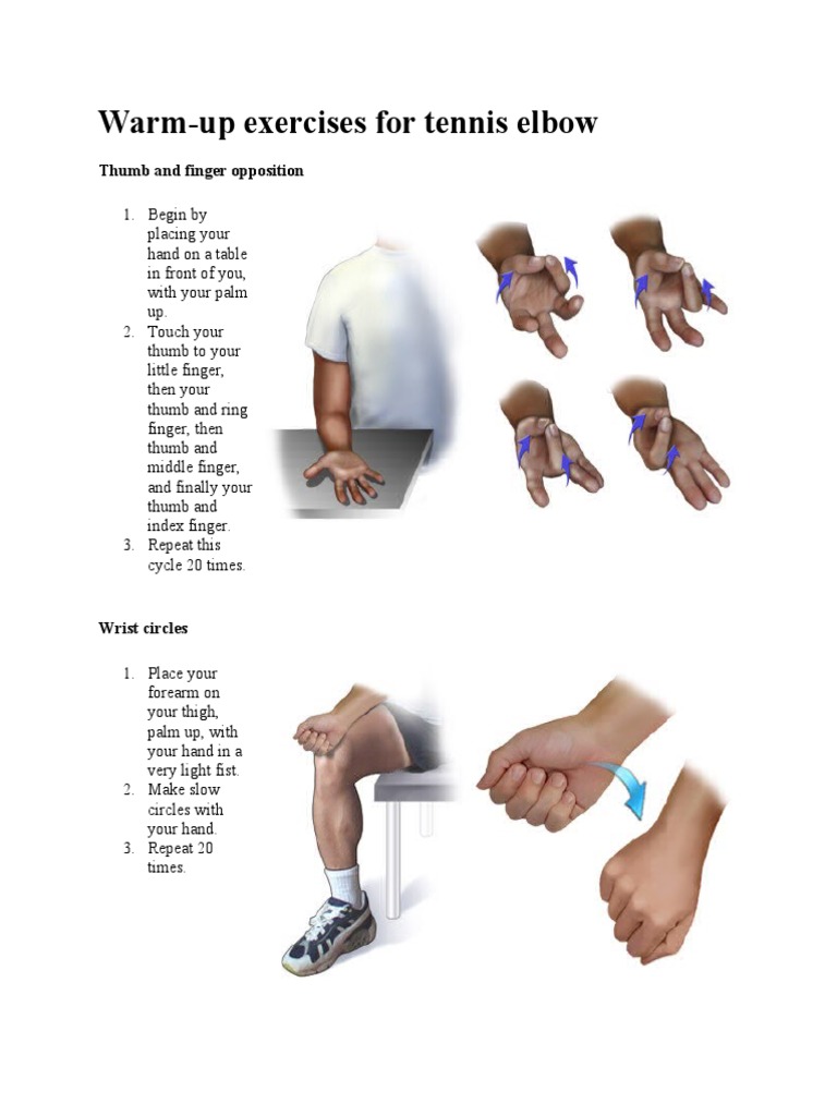 Warm-Up Exercises For Tennis Elbow: Thumb and Finger Opposition | PDF ...