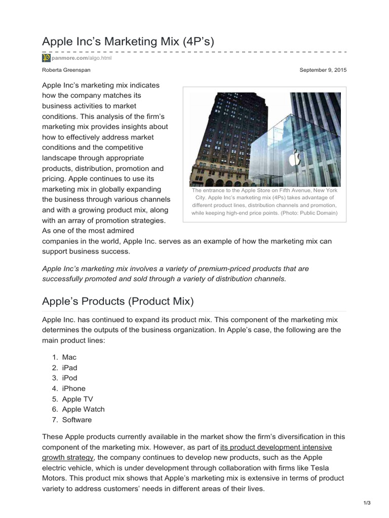 Apple Inc.’s Marketing Mix (4P’s): A Comprehensive Analysis of the ...