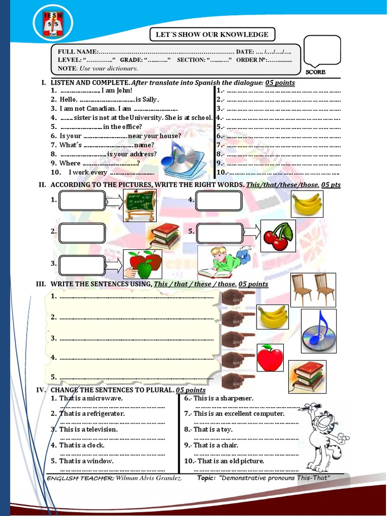 Demonstrative Adjectives. This-That... | PDF | Grammar | Rules