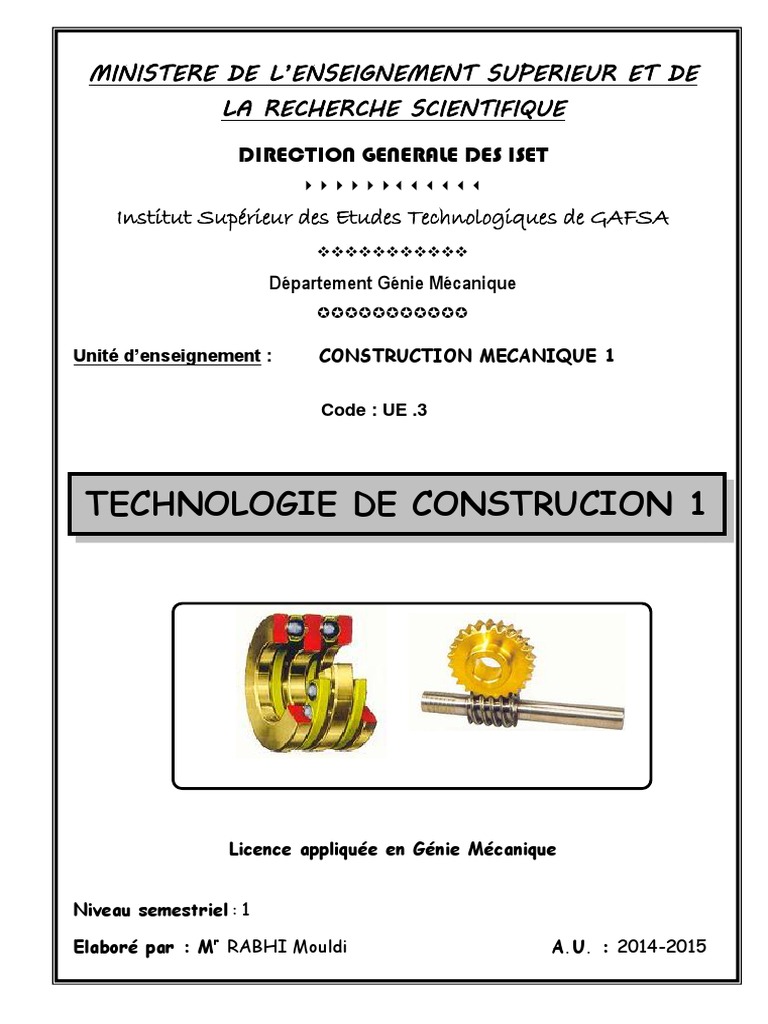 COURS - Elem Meca PDF | PDF | Palier (mécanique) | Dessin technique