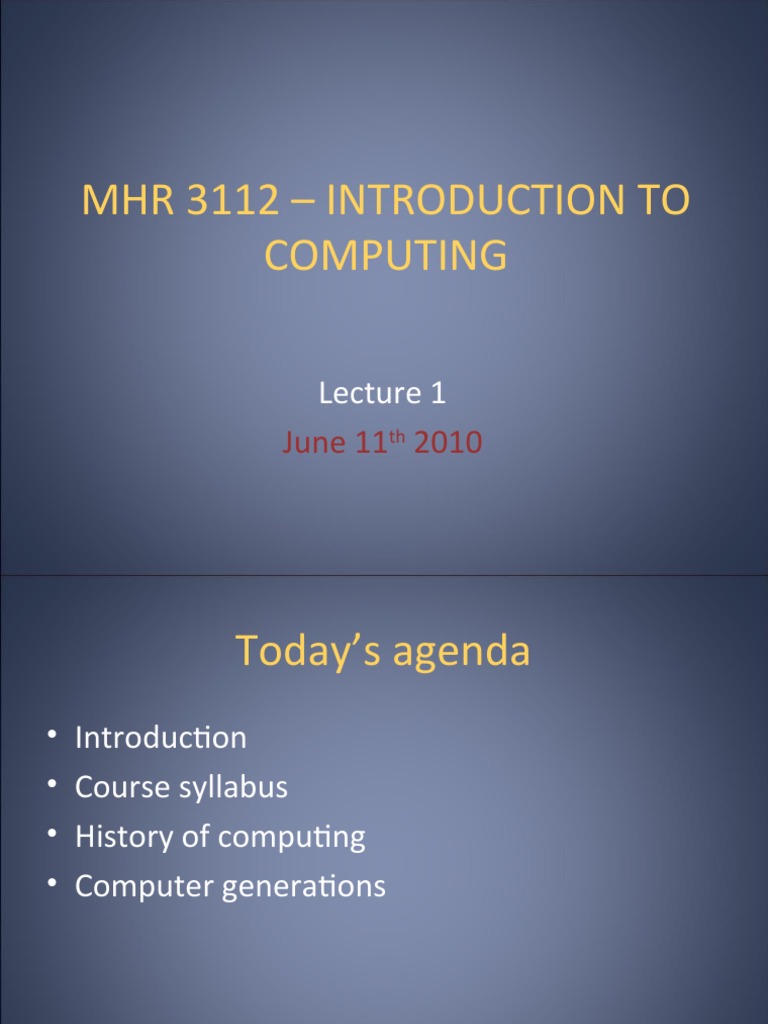 Introduction To Computing | PDF | Central Processing Unit | Integrated Circuit