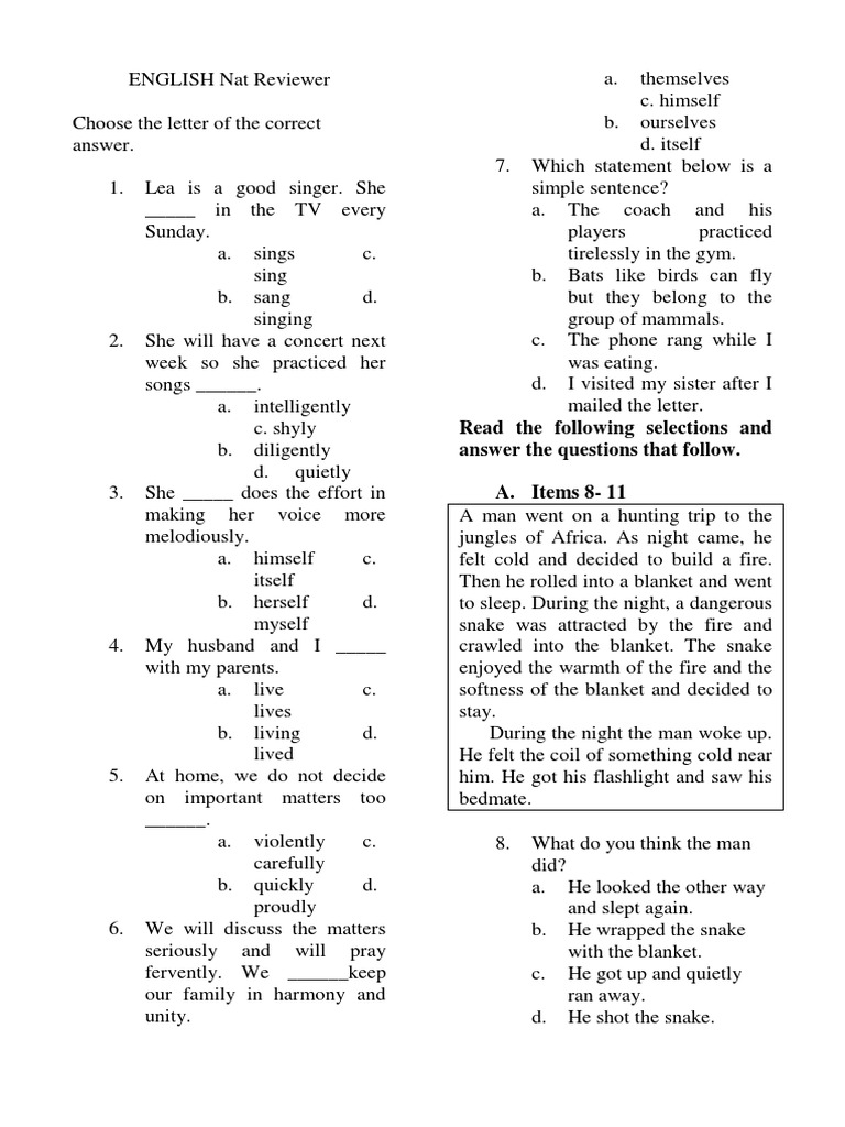 Read The Following Selections and Answer The Questions That Follow. A ...