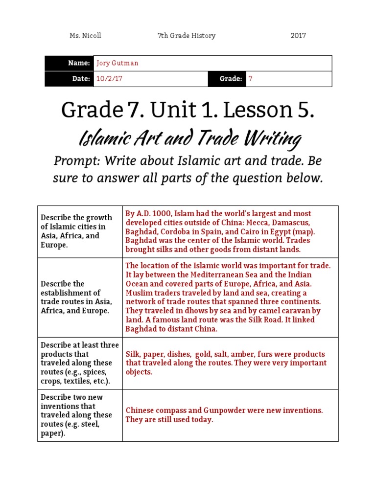 Jory Gutman - Unit 1 Lesson 5 - 7th Grade - Islamic Art | PDF | Cairo ...