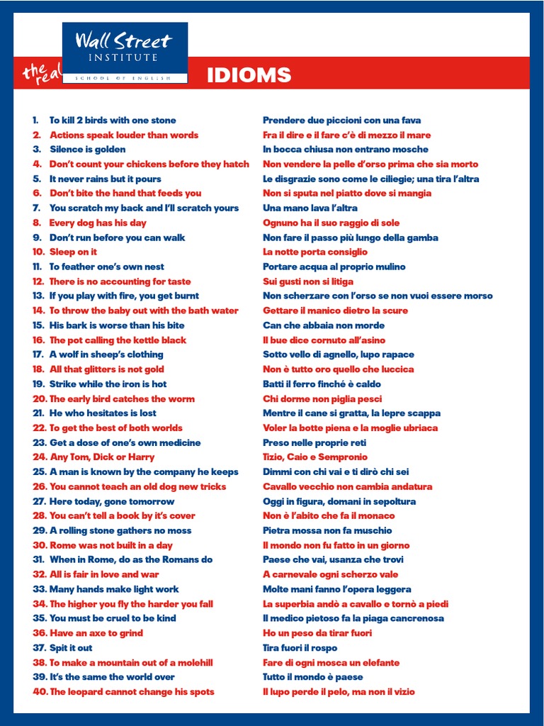 Frasi Idiomatiche Inglese | PDF