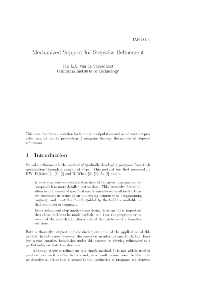 Mechanized Support for Stepwise Refinement: An Editor for Producing Programs through Gradual ...