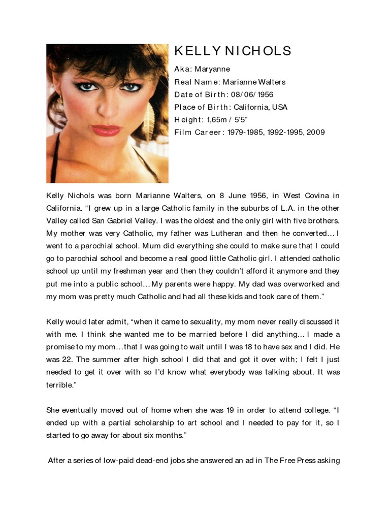 Kelly Nichols Biography | PDF | Society | Leisure