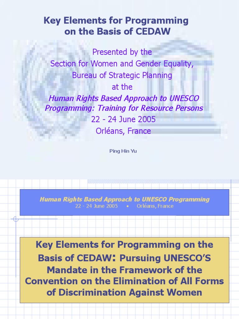 UNESCO and CEDAW PPT Presentation | PDF | Convention On The Elimination ...