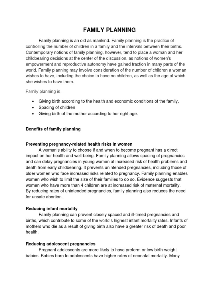 Family Planning Is The Practice of | PDF | Family Planning | Pregnancy