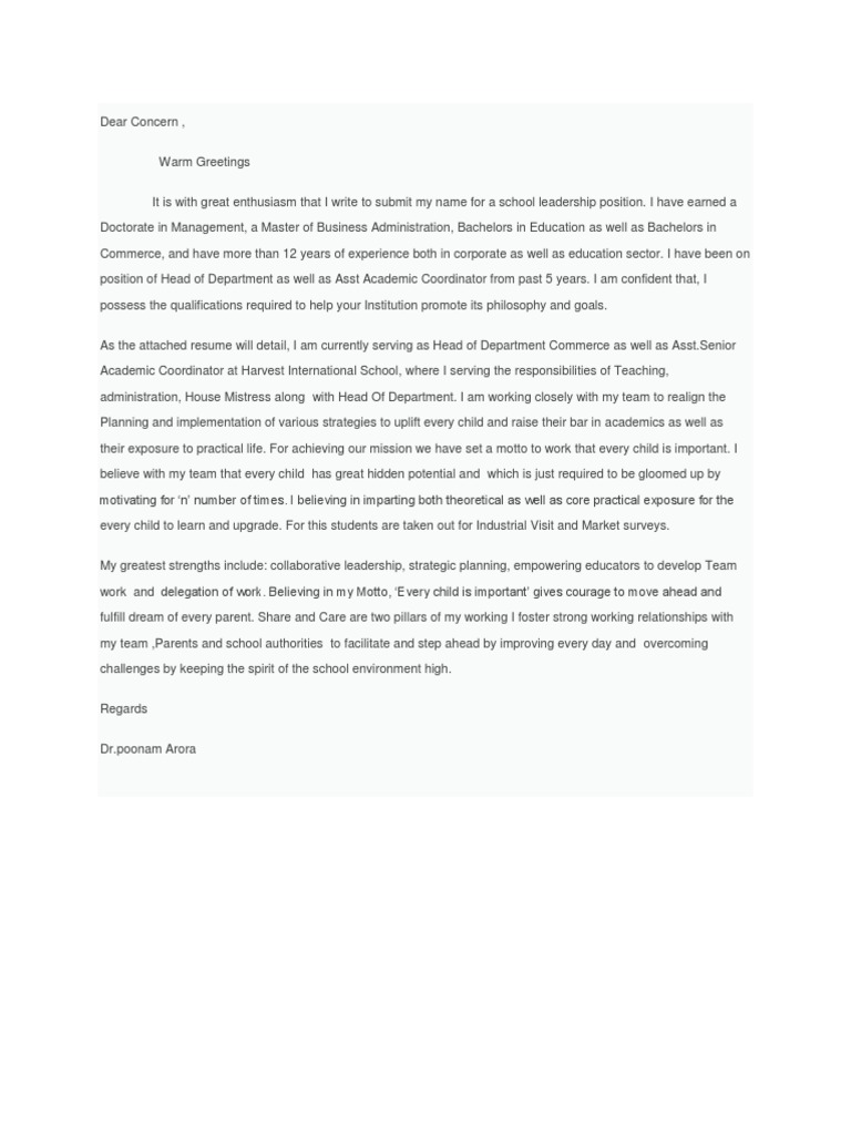 Dear Concern | PDF | Bachelor's Degree | Leadership