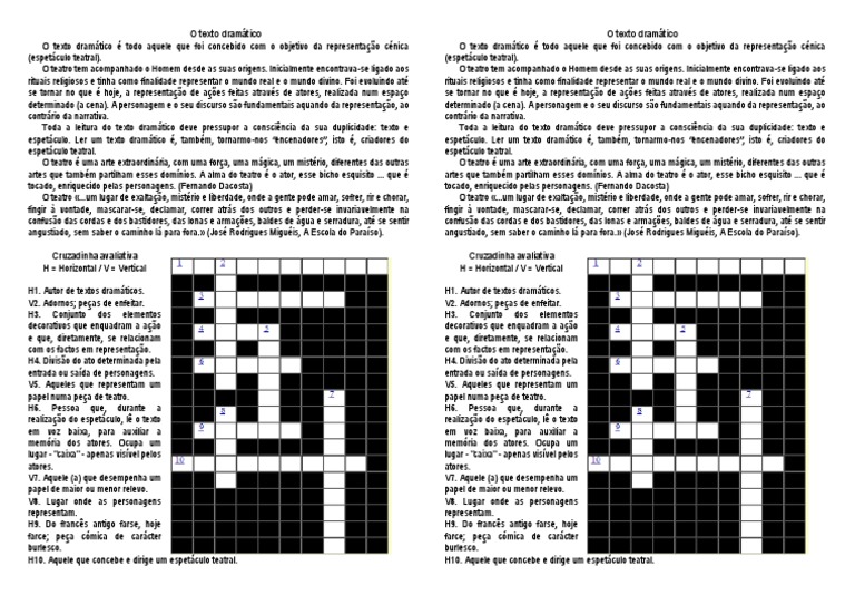 Cruzadinha - O Texto Dramático | PDF | Ator | Teatro