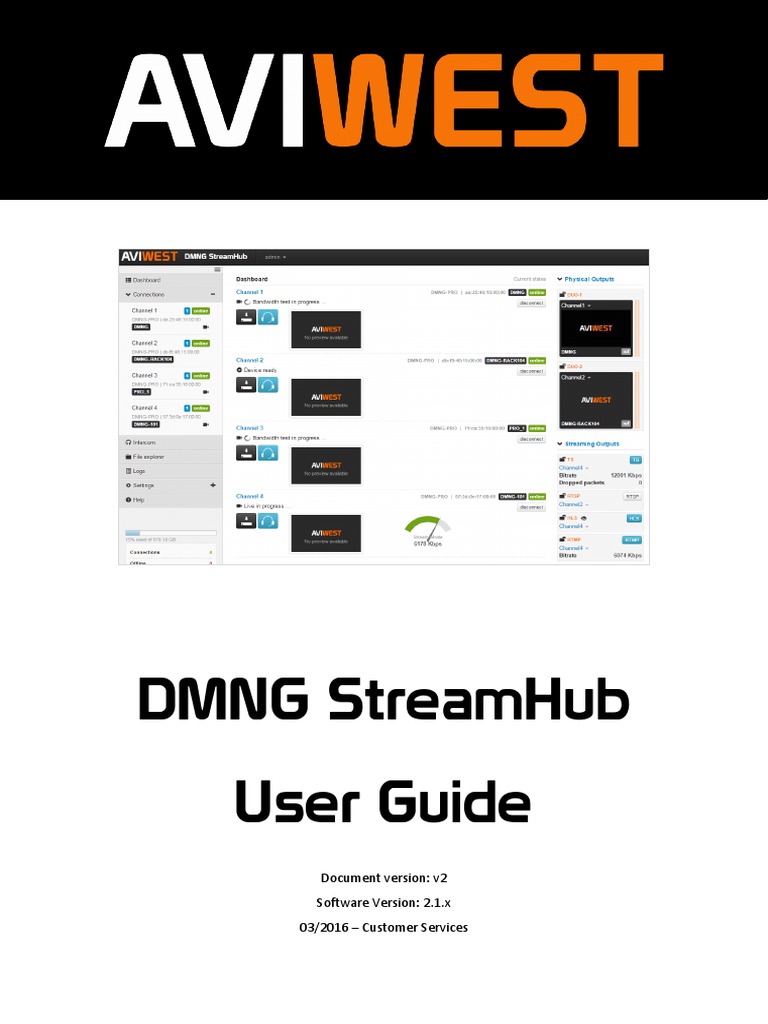 DMNG Streamhub User Guide: Document Version: V2 Software Version: 2.1.X ...
