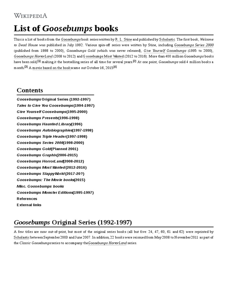 List of Goosebumps Books | PDF | Leisure