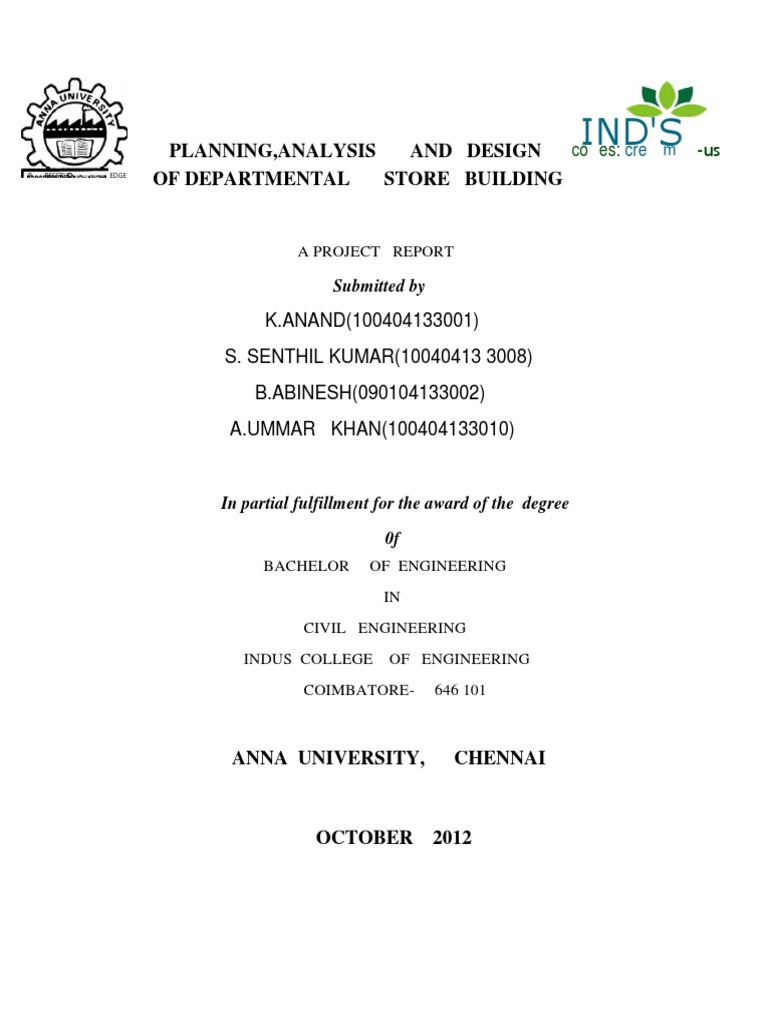 Departmental Store Building Project Report | PDF