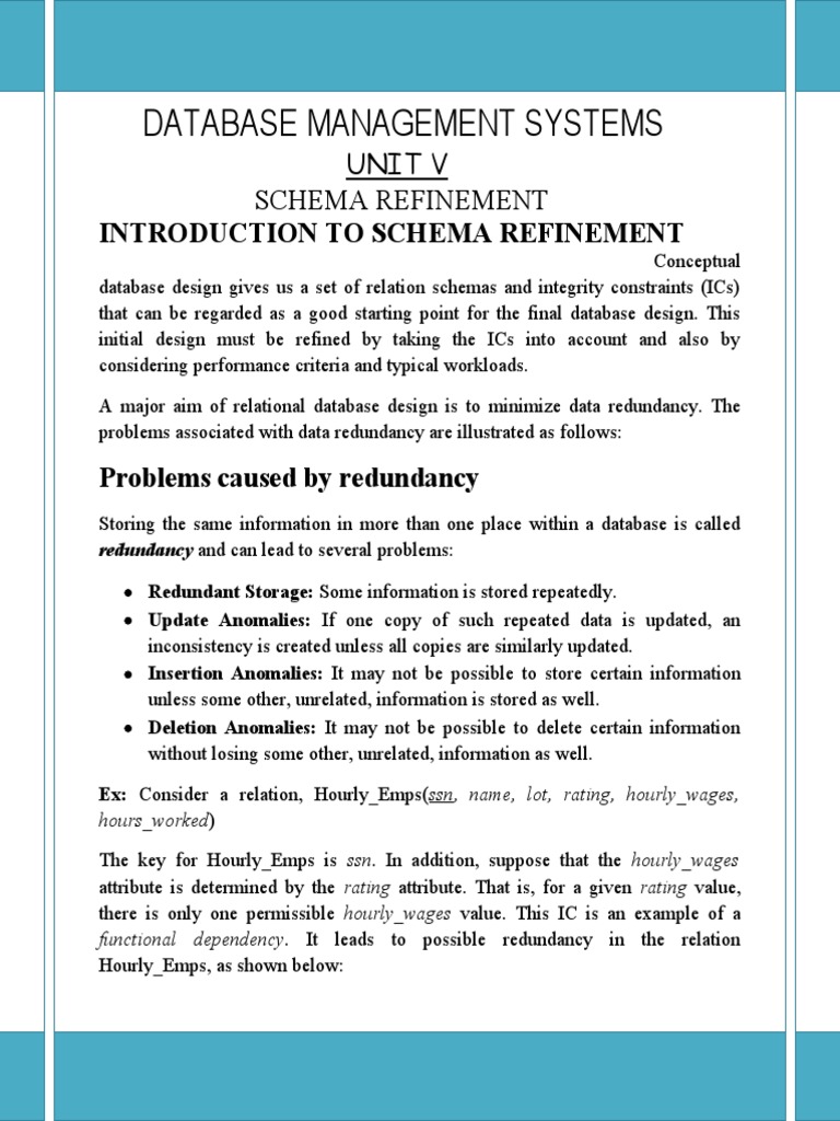 Database Management Systems: Introduction To Schema Refinement | PDF | Software Design ...