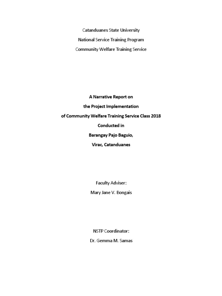 Catanduanes State University-NSTP Narrative Report 2.docx | Emergency ...